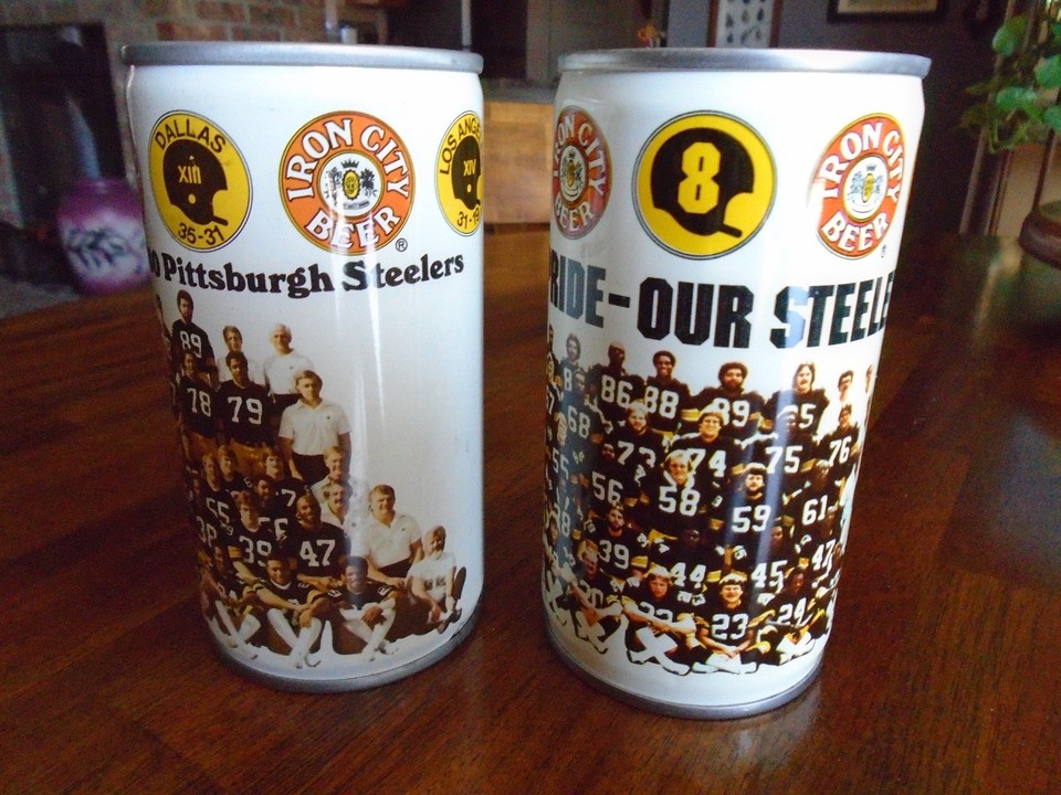 PITTSBURGH STEELERS 1980 AND 1981 AUTOGRAPHED IRON CITY BEER CANS ...