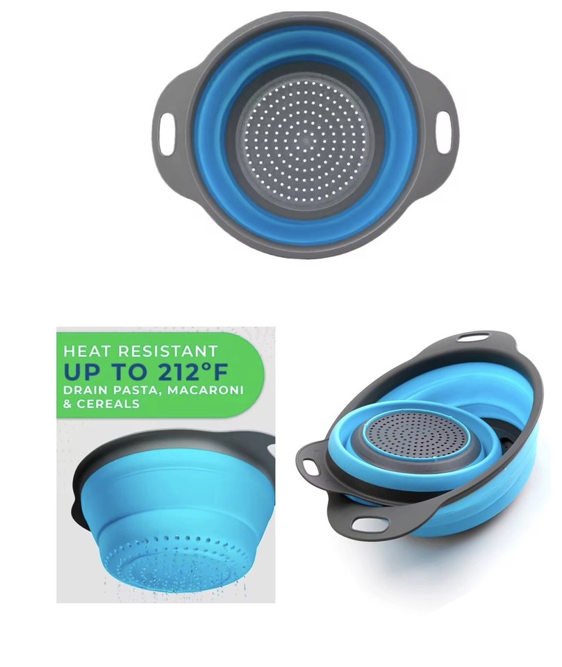 Collapsible Colander Filter Basket Foldable W/Handle 2 pieces Set.Large ...