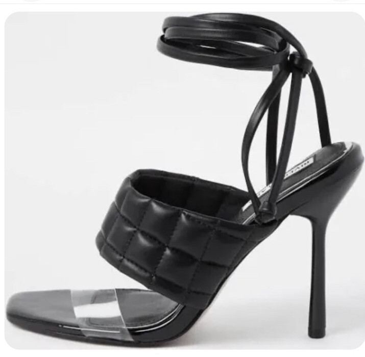 River Island Black Perspex Tie Up Heels size 6 | eBay UK