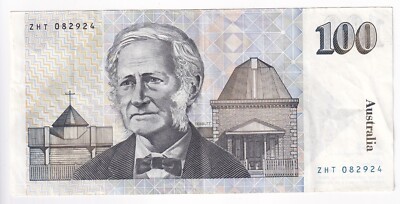 AUSTRALIAN BANKNOTE: 1991 $100 FRASER / COLE CIRCULATED PREFIX ZHT # ...
