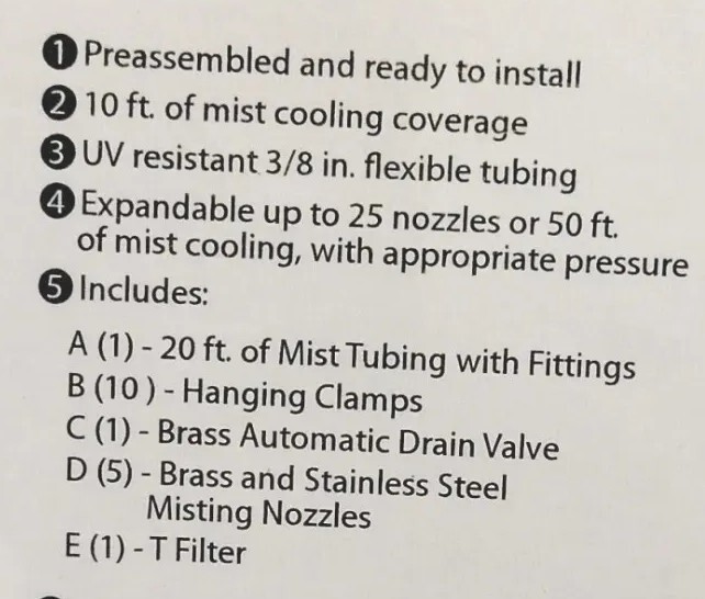 New Orbit Arizona Mist Outdoor Mist 3/8" Cooling System 10 - 50 Feet ...