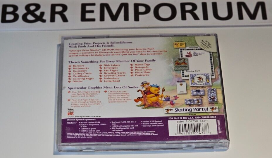 Disney's Print Studio, Pooh - (1997 Disney Interactive) - Used CD-ROM ...