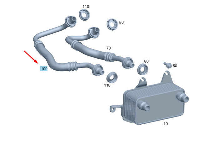 Mercedes-Benz A2052705302 Radiator oil return pipe for engine M264 R4 1 ...
