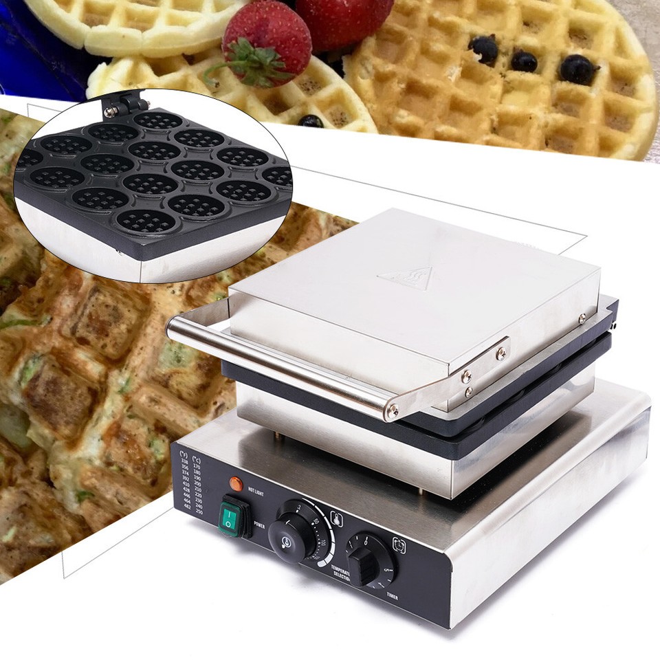Commercial Nonstick Waffle Machine Time Temperature Control 16-Grid ...