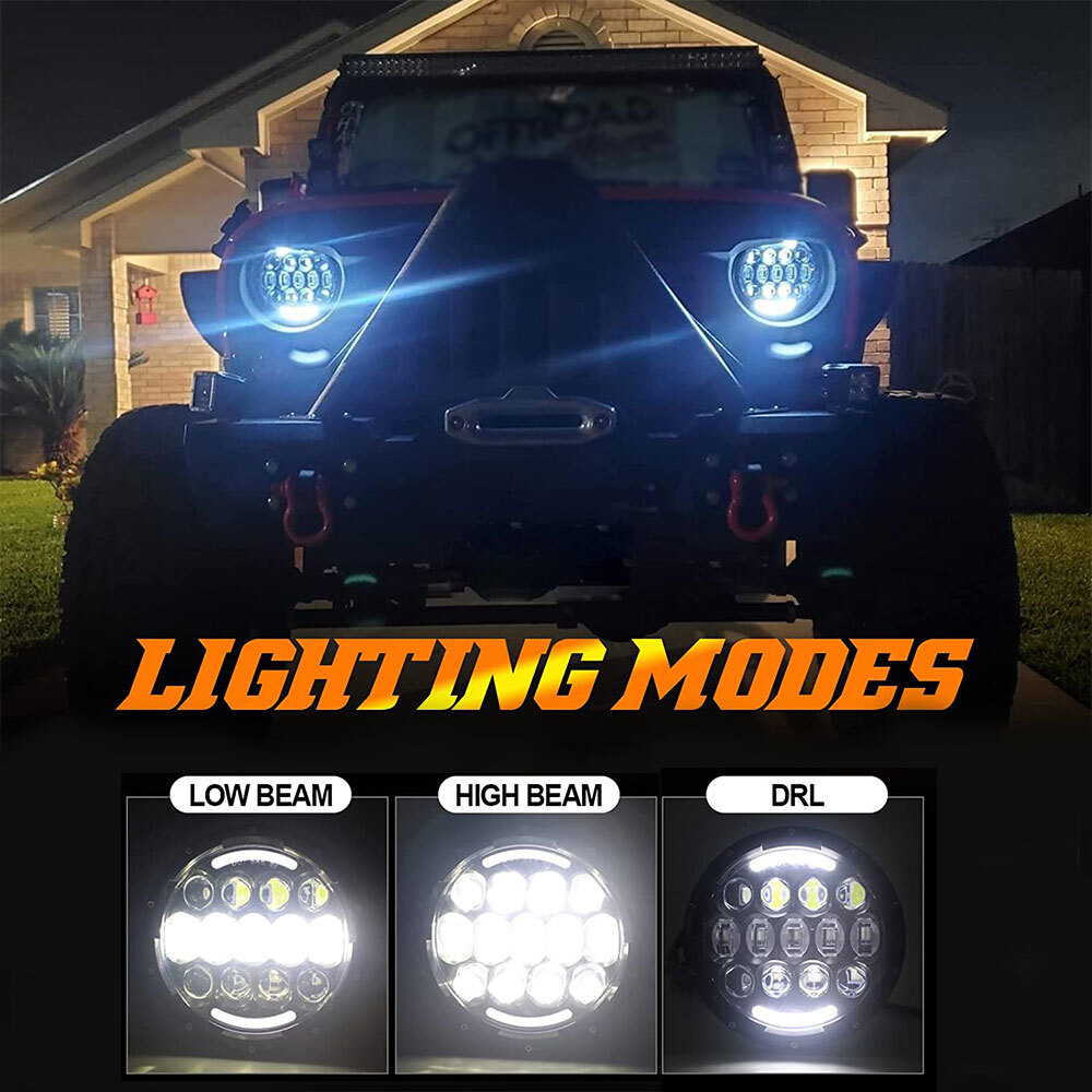 For Military Humvee Headlights LED M998 Pair Head Light High-Low 75W 7 ...