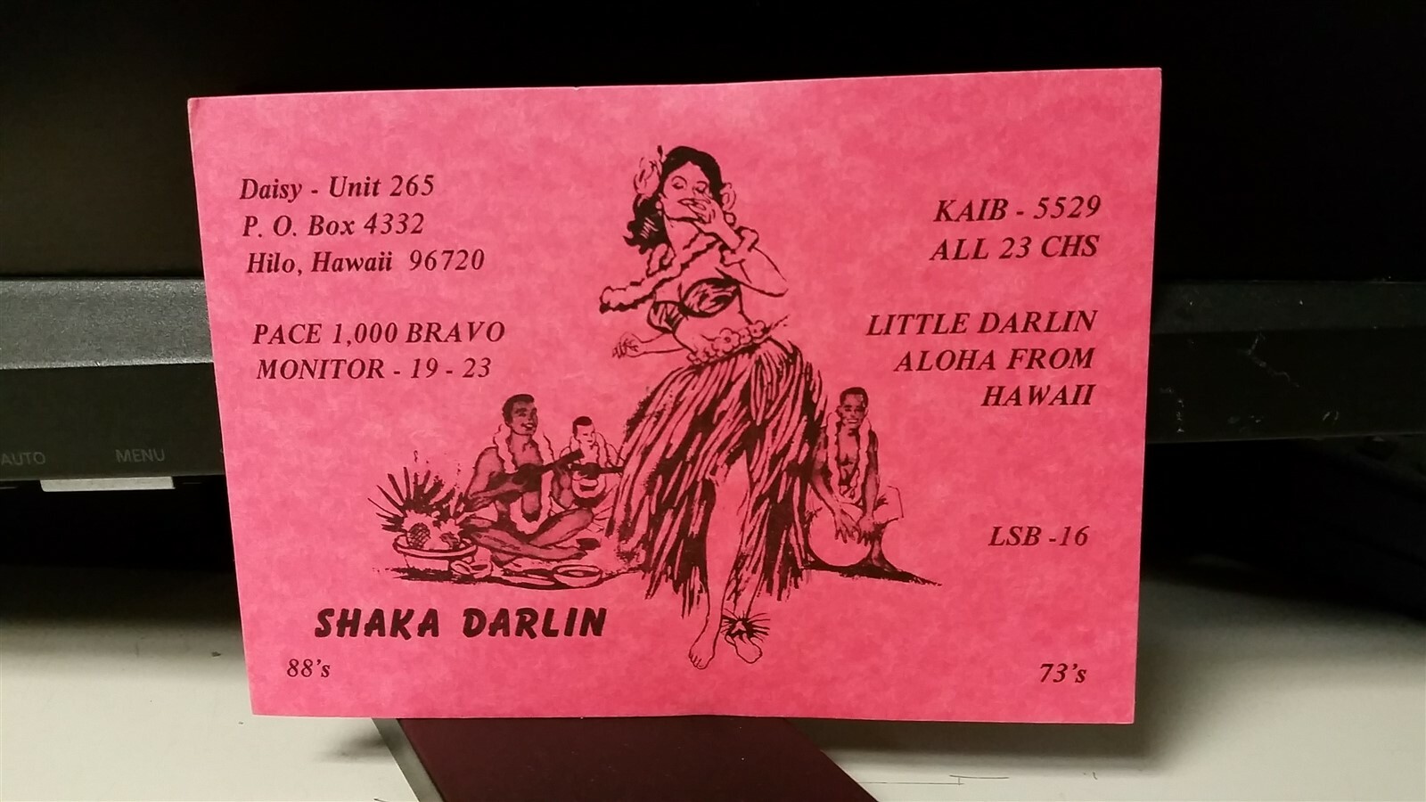 CB radio QSL postcard KAIB-5529 hula dancer Daisy 1970s Hilo Hawaii | eBay
