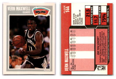 1989-90 Fleer Basketball #144 Vern Maxwell RC - San Antonio Spurs | eBay