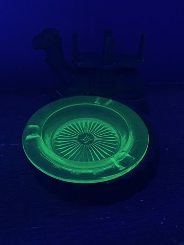 Vintage Uranium Glass Ashtray Camel Holder | eBay