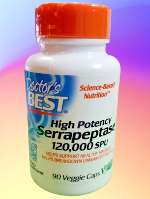 90 vegi caps 120,000 spu, Doctor's Best Serrapeptase 120000 SPU, Exp ...