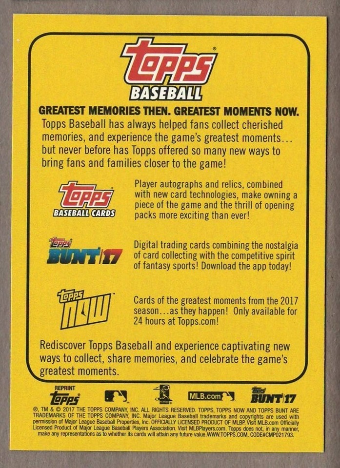 REGGIE JACKSON 2017 Topps REDISCOVER TOPPS Insert Card Paper Flagship ...