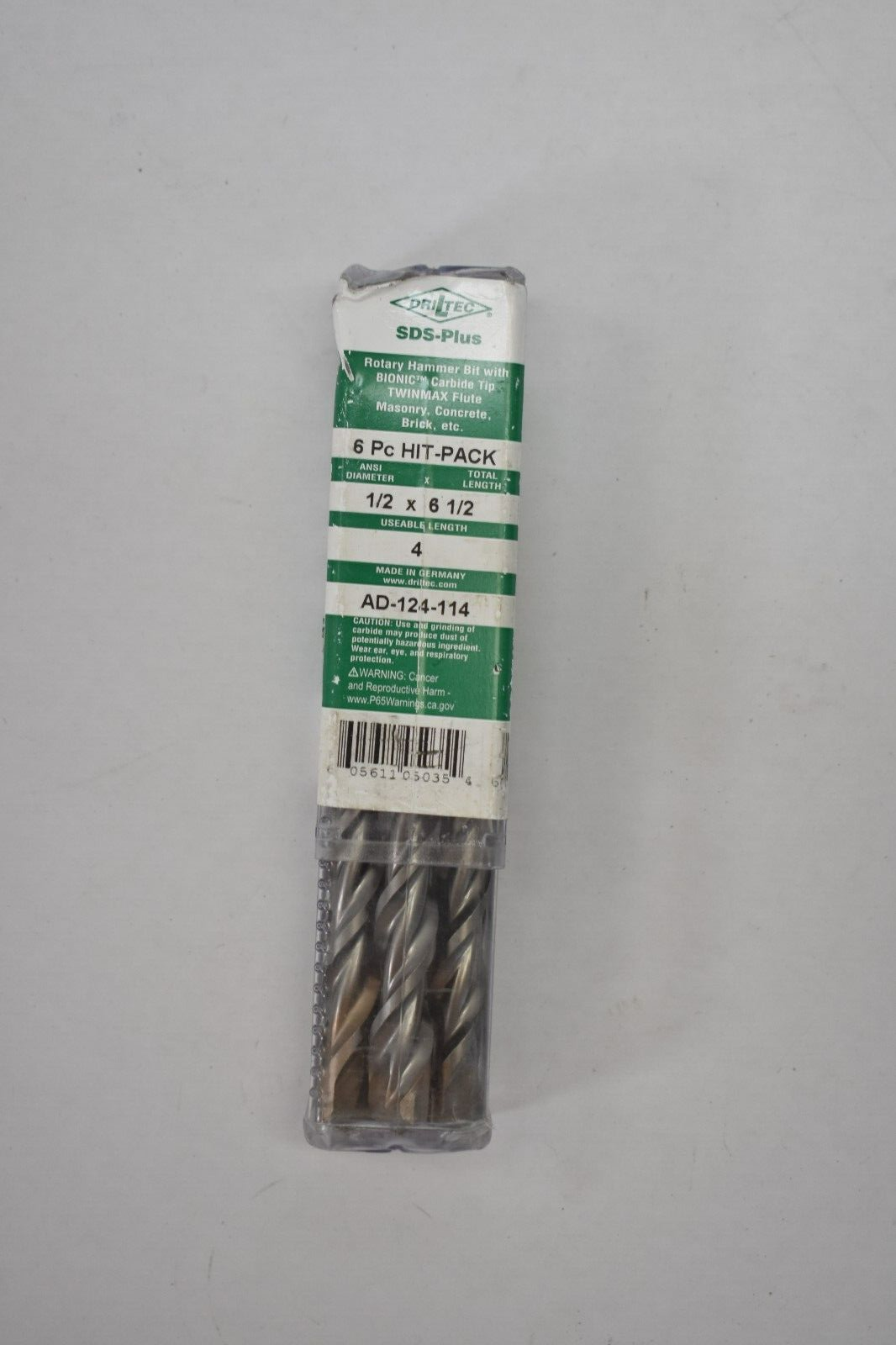 DrillTec AD-124-114 SDS Plus Masonry Drill Bits 6 Pack 1/2" x 6-1/2" x ...