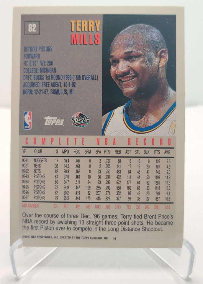1997-98 Topps #82 Terry Mills Detroit Pistons Basketball Card | eBay