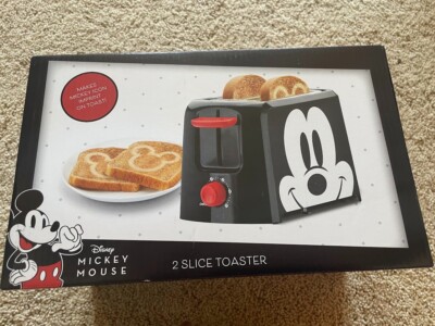 New Disney Mickey Mouse Toaster Black / Red 2 slice Bread Imprints on ...