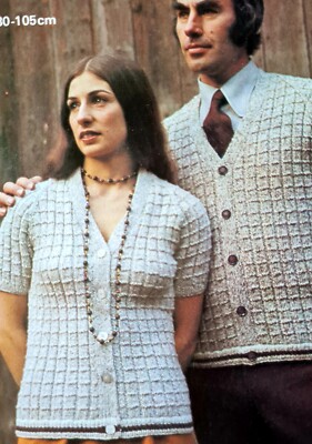 1960s Check Waffle Preppy Stripe His N Hers Aotea 7497 Knitting Pattern ...