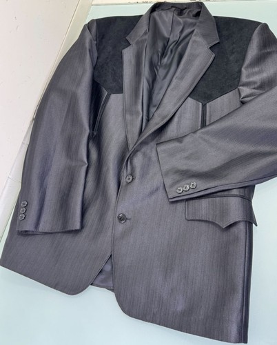 Circle S Blazer 48R Western Suit Jacket Black Felt Yokes Cowboy 2 ...
