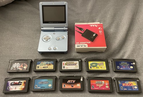 2002 Nintendo GameBoy Advance GBA SP Pearl Blue AGS-101 Bundle | eBay