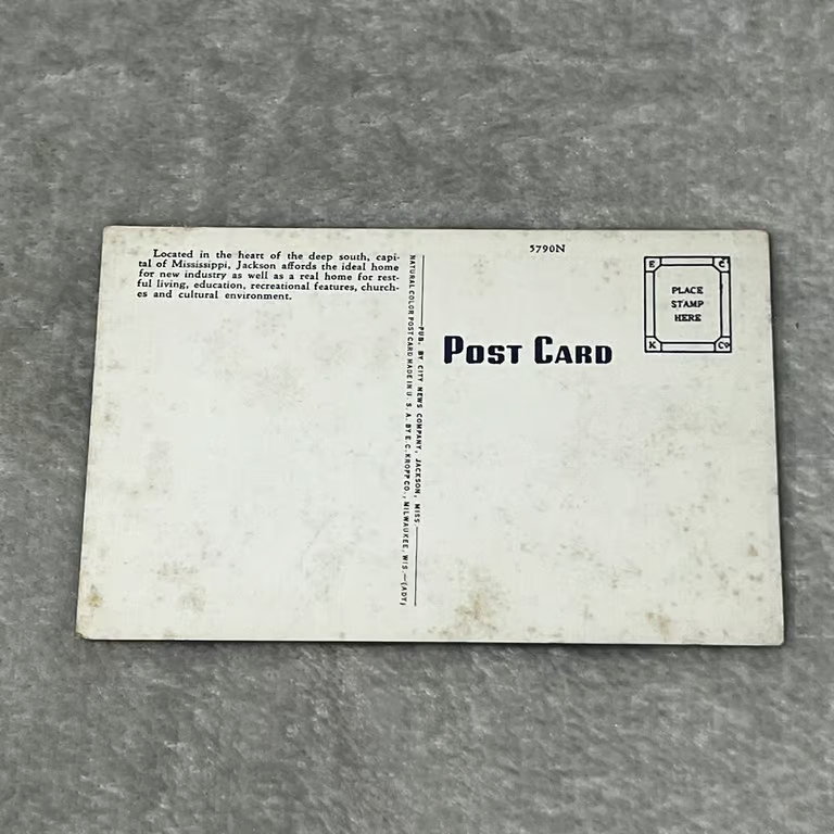 Postcard Capitol Street Jackson Mississippi Correspondence Card Linen ...