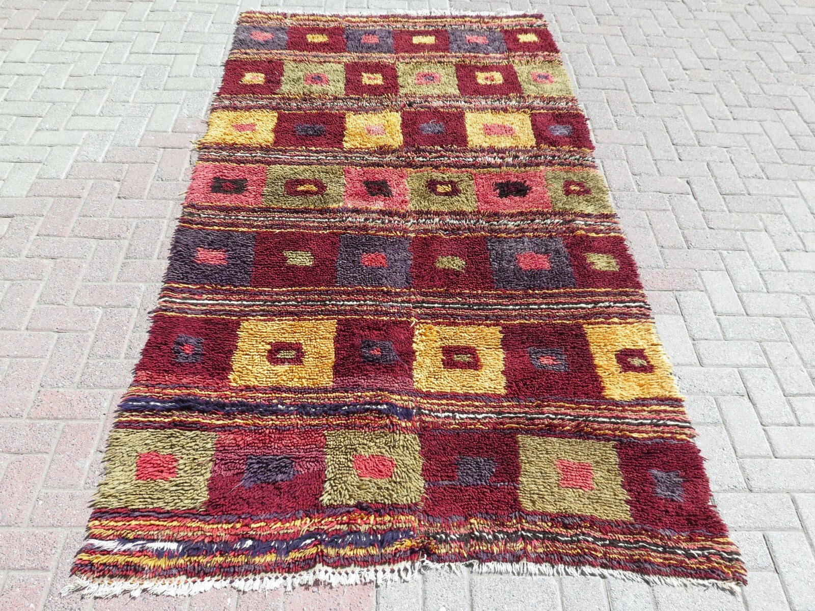 Vintage Turkish Shaggy Carpet Long Hair Rug Wool Tulu Carpet Mohair Rug ...