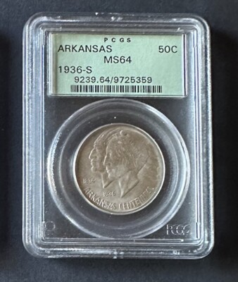 1936-S Arkansas Silver Commemorative Half Dollar - PCGS MS64 - Arkansas ...