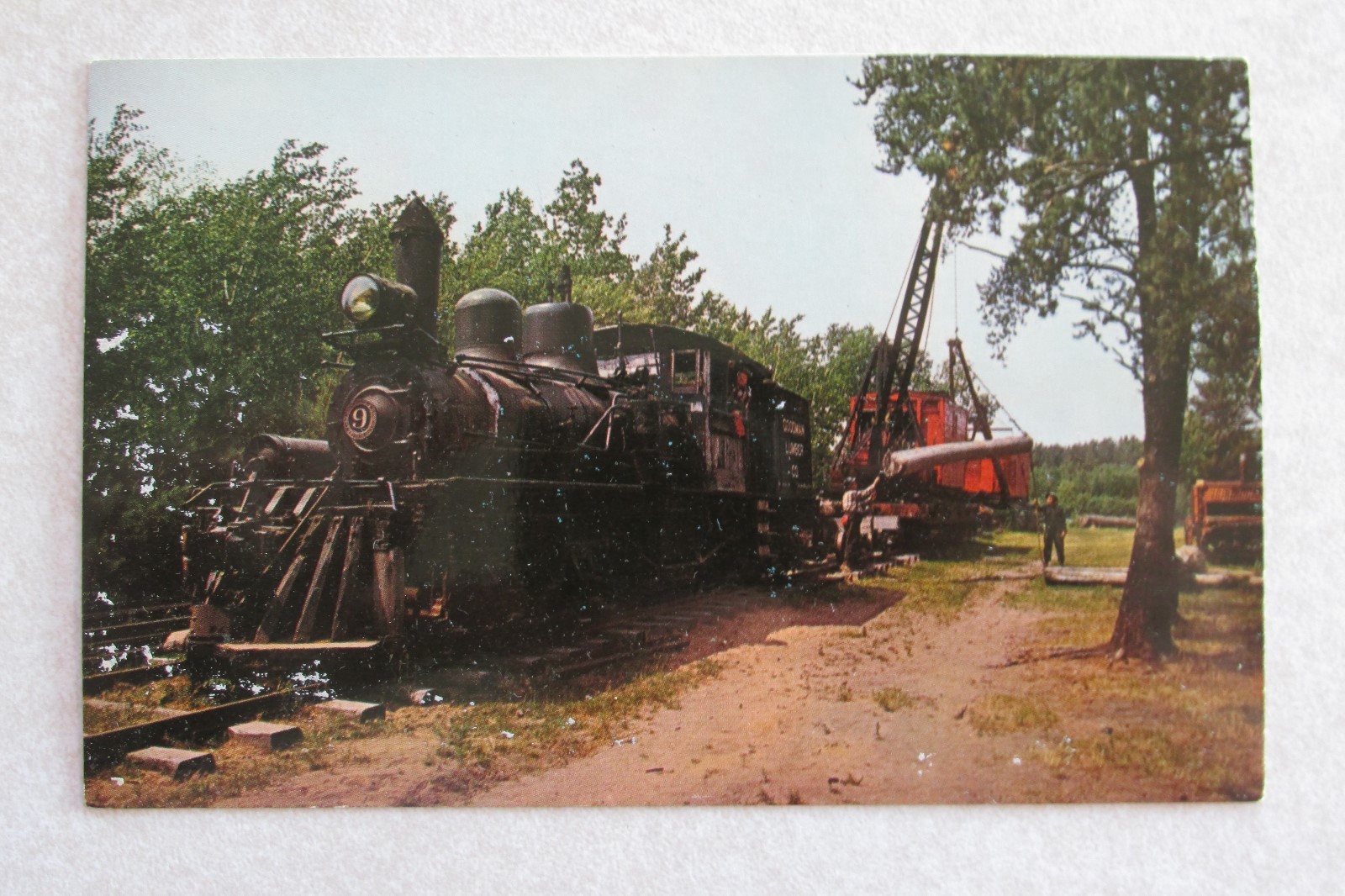 b434 vintage postcard Railroad Train Logging Engine Hayward Wisconsin ...