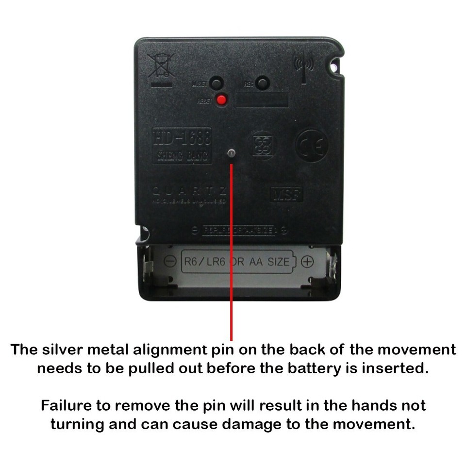 Sheng Bang HD-1688 Quartz Radio Controlled Silent Clock Movement UK MSF ...