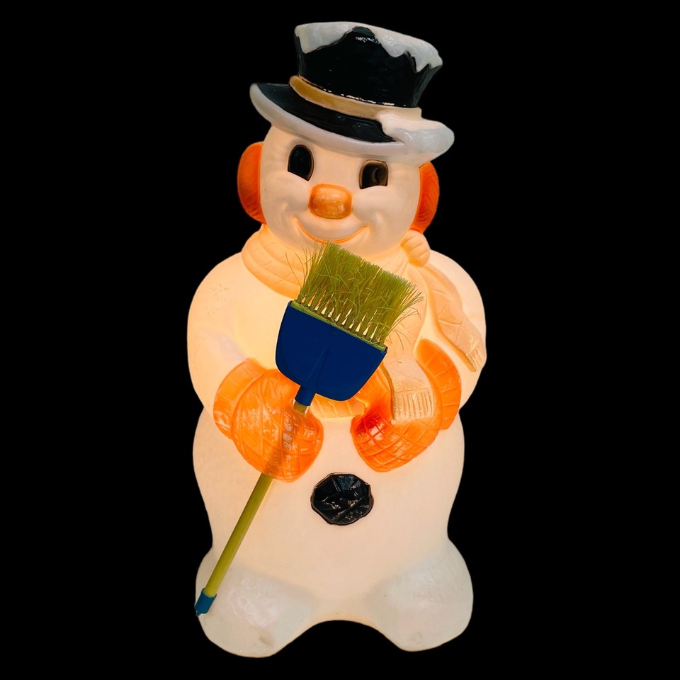 Poloron Vintage Snowman w/ Broom Illuminated 30" Blow Mold | eBay