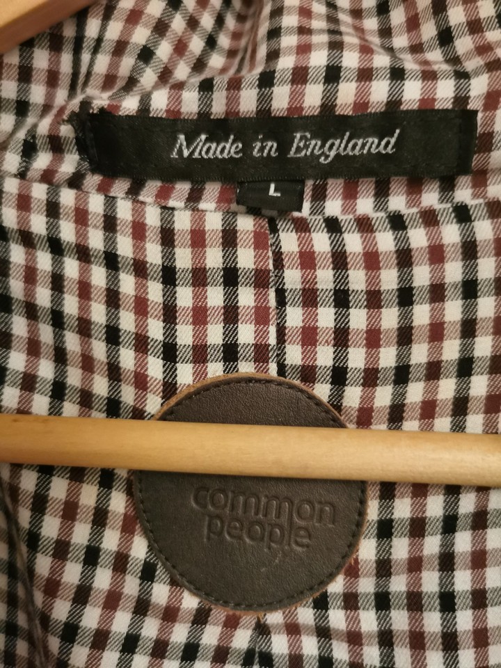 Common People Wool Jacket Navy Men’s L Field Herringbone Hooded Made in ...