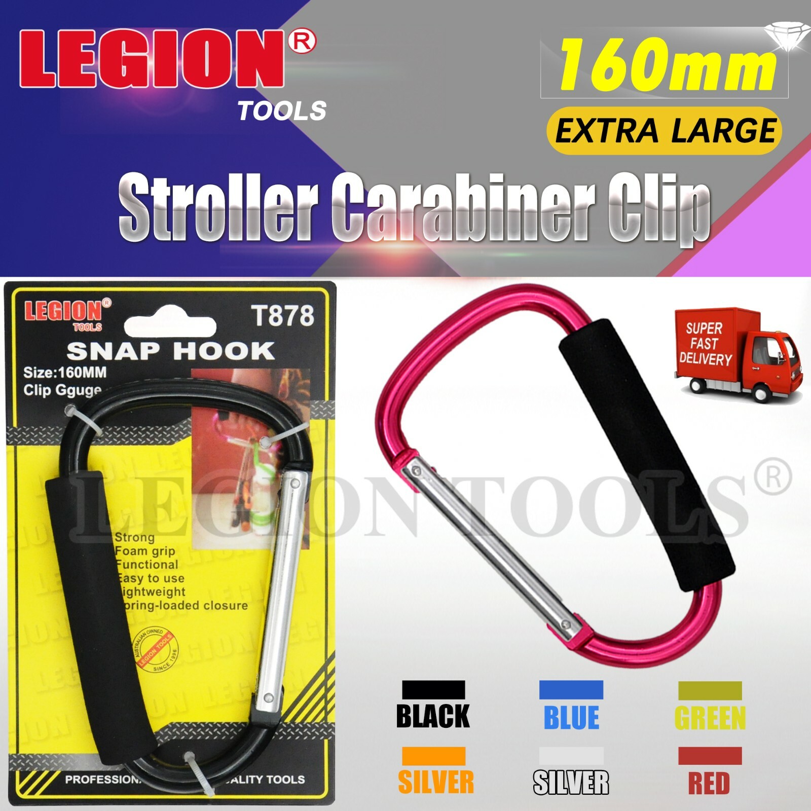 Aluminum D-Ring Screw Key Chain Clip Snap Hook Camping Large Random ...