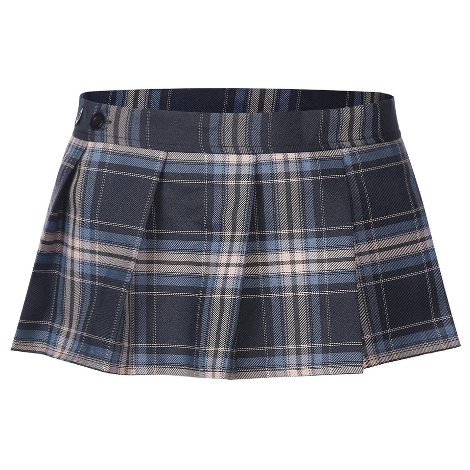 Women Ladies Schoolgirl Mini Plaid Skirt Short Micro Dress Role Play ...