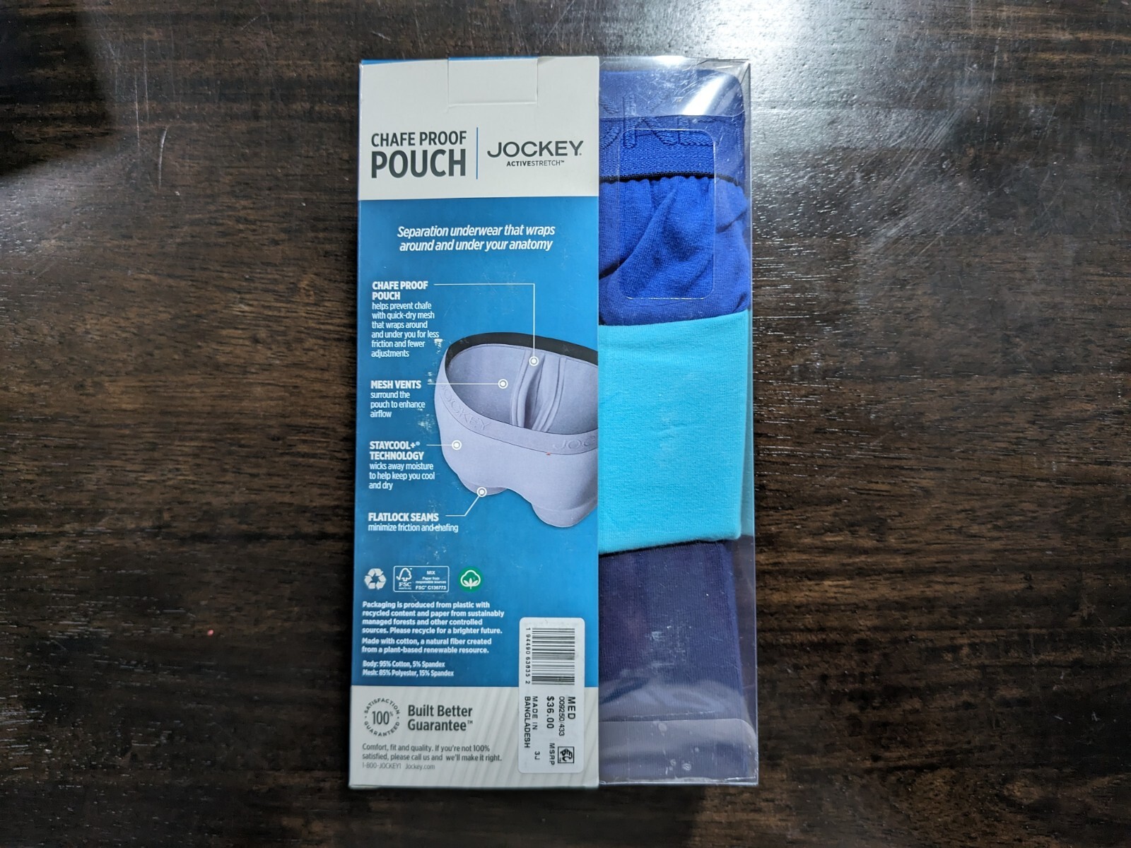 Jockey Men Medium 32-34 Chafe Proof Pouch Stretch Boxer Brief - 3 Pack ...