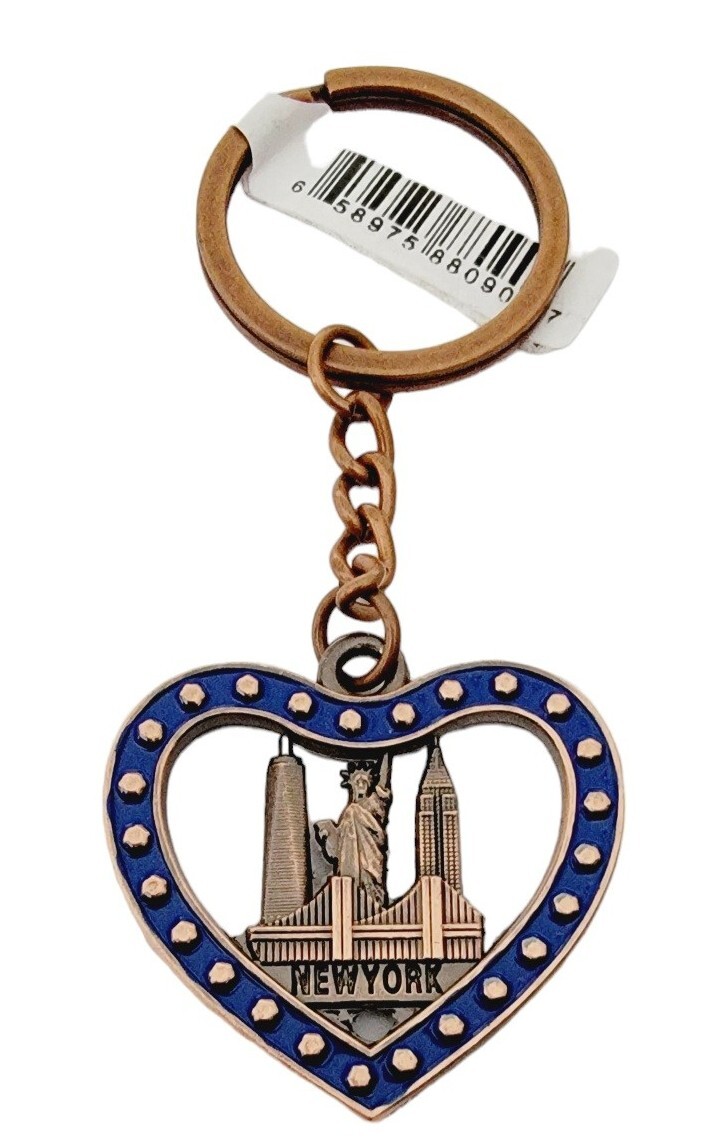 New York City Keychain Heart Shaped NYC Cityscape Sights Souvenir ...
