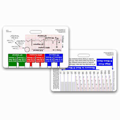 EKG Ruler Horizontal Badge ID Card Reference Pocket Guide RN Nurse ...