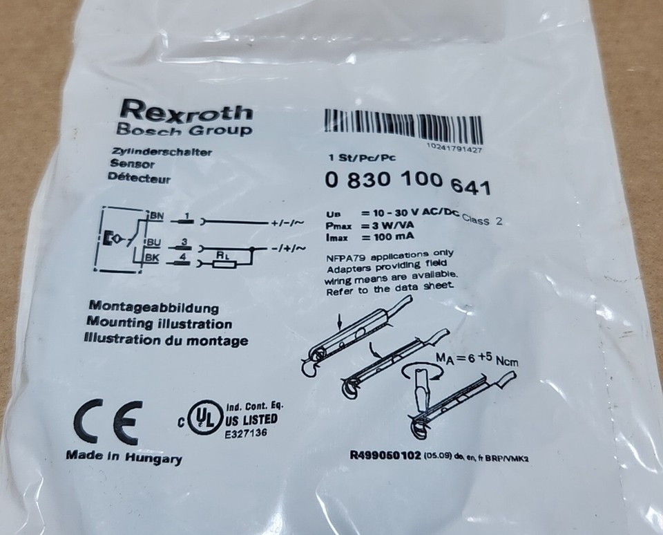 *BRAND NEW* Rexroth 0 830 100 641 Proximity Sensor 10-30Vac/Dc 100mA ...