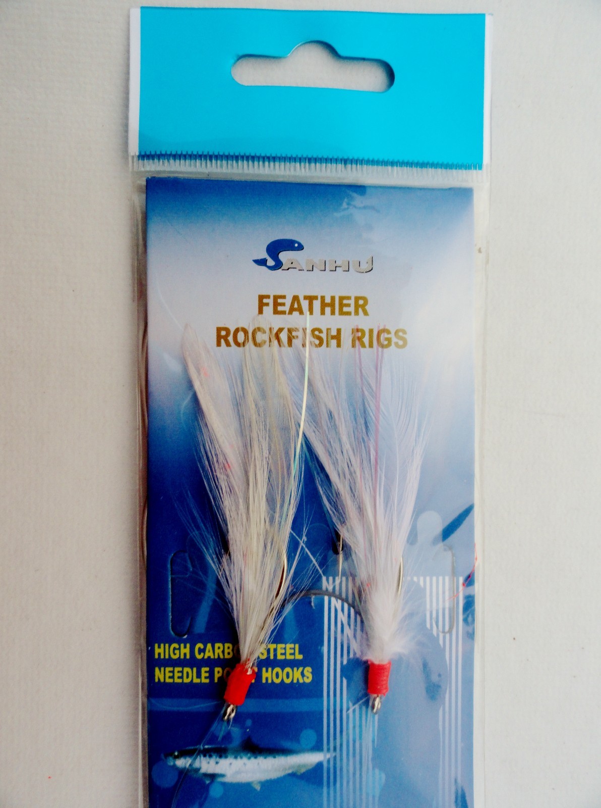 4,10,15,50 Packs 3/0 Rockfish Cod Feather 2 Hooks Bait Rigs Select ...