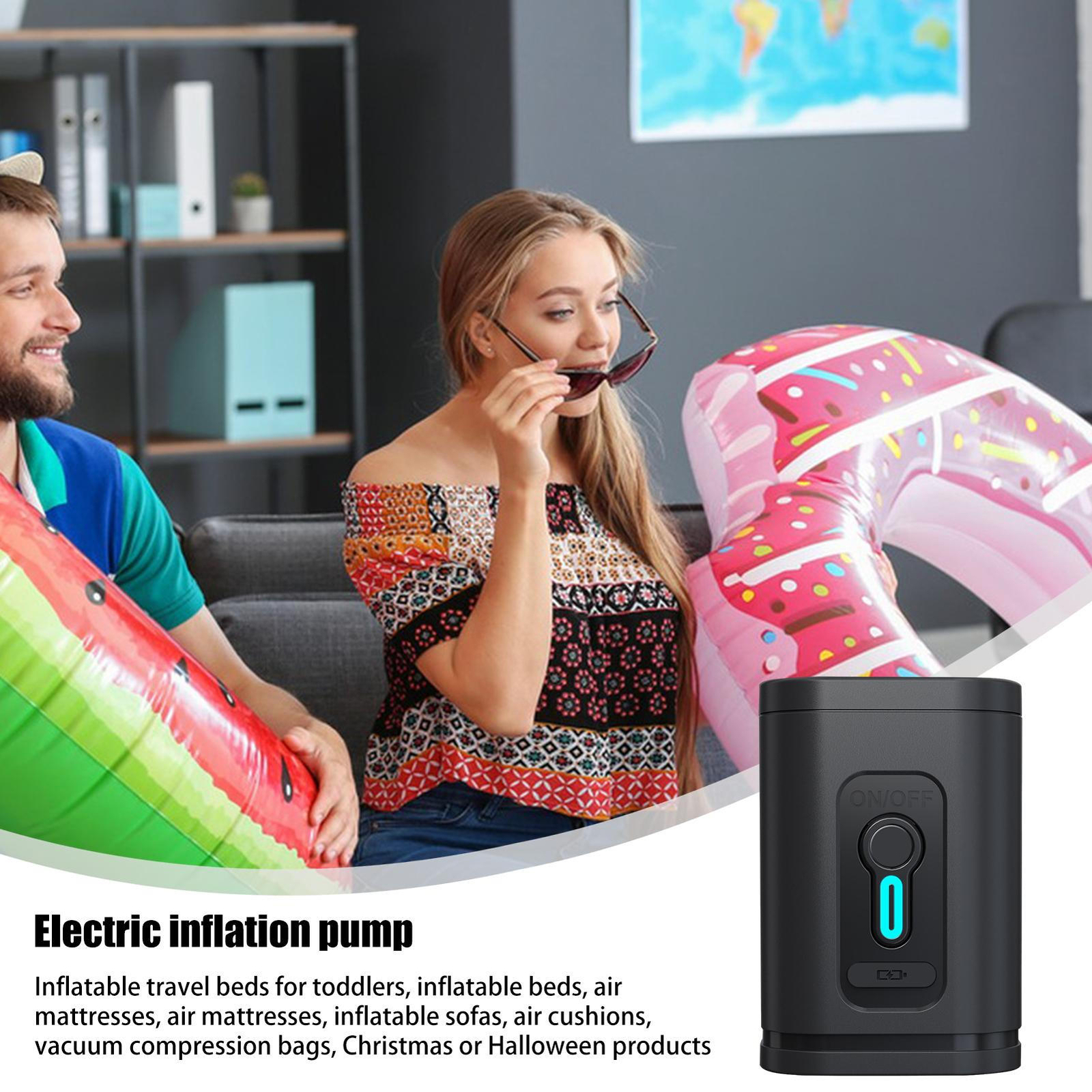 Electric Air Pump Inflator Inflatable Air Mattress Portable ...