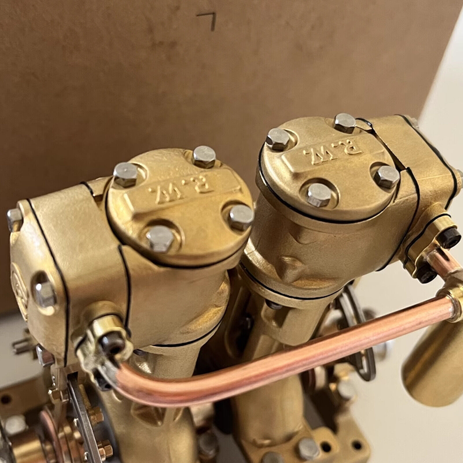Powerful L2 Retro Steam Engine Model Dual Cylinders Die-cast Brass ...