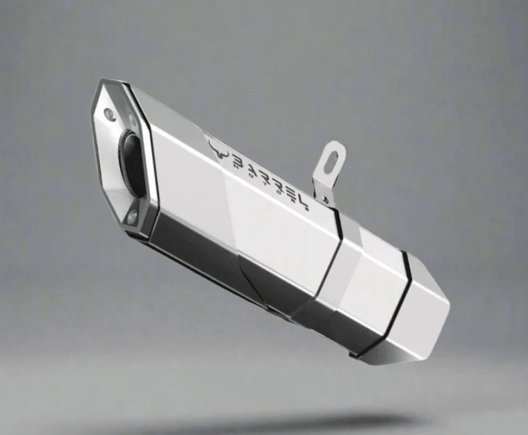 BARREL ROGUE 2.0 EXHAUST WITH LINK PIPE SILVER FOR ROYAL ENFIELD ...