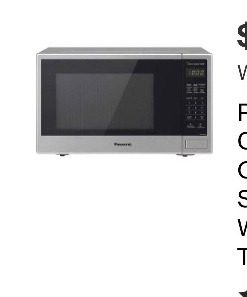 Panasonic Genius Sensor 1.2 Cu Ft 1200W Microwave Oven WIth Inverter ...