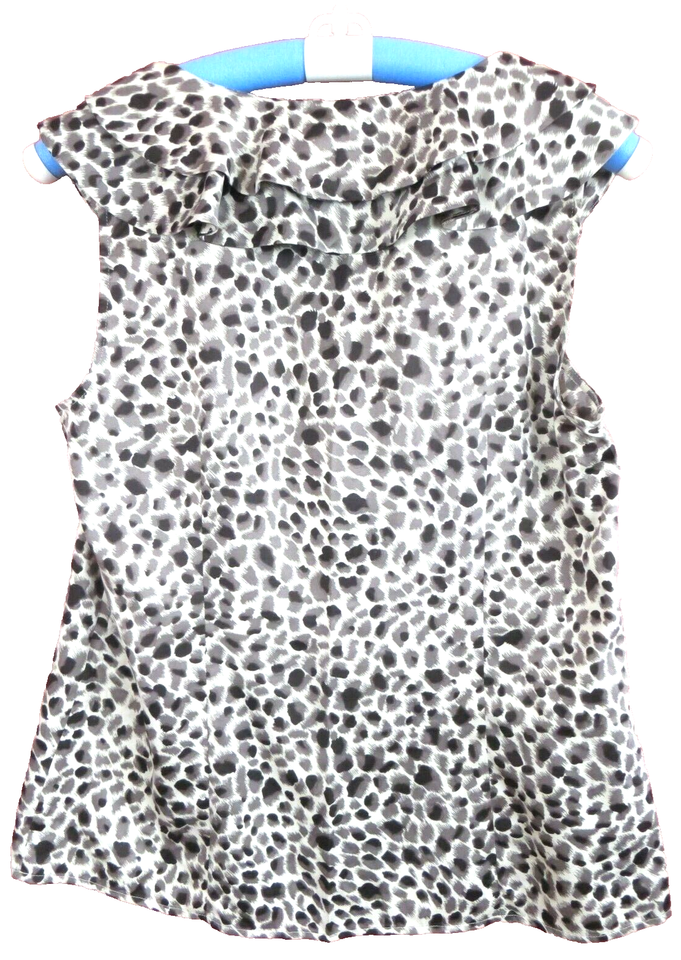 TB08023 - ANN TAYLOR Women's Polyester Blouse Sleeveless Ruffle Animal ...