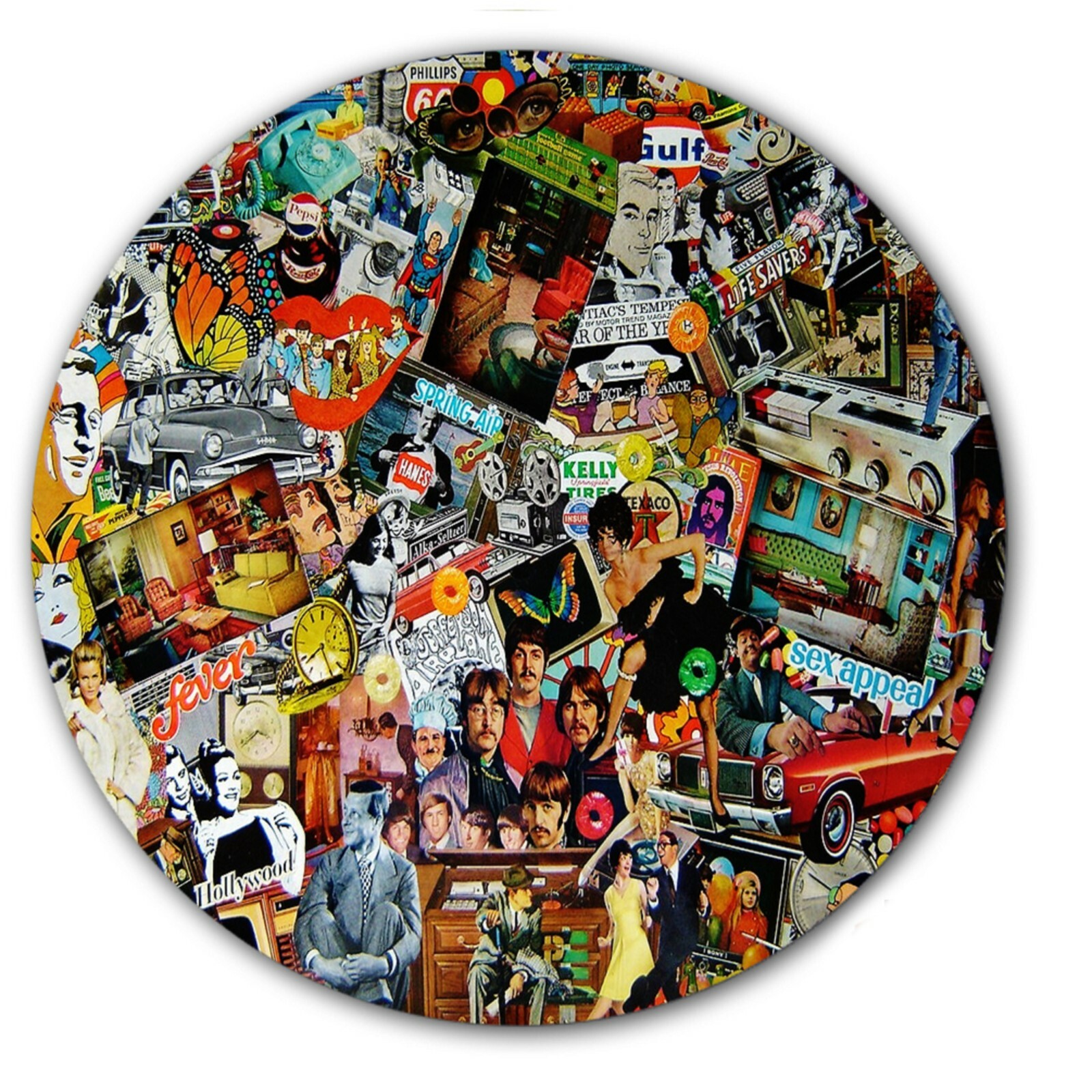 1960s Art Collage #2 Hippy 7" inch Slipmat Portablism Turntable Slip ...