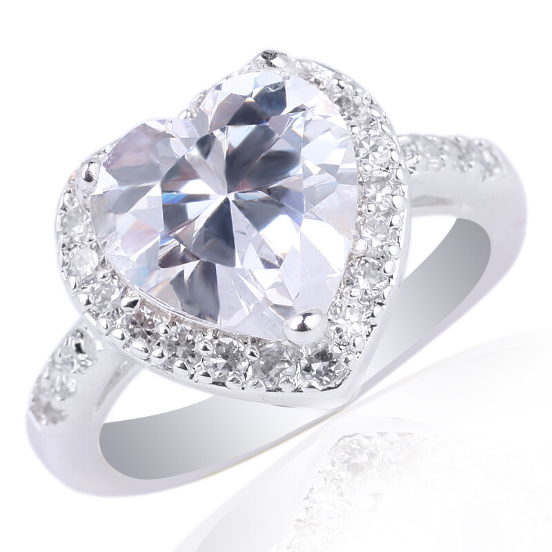 New 10mm Heart Women Engagement Ring Sterling Silver Metal Sizes | eBay