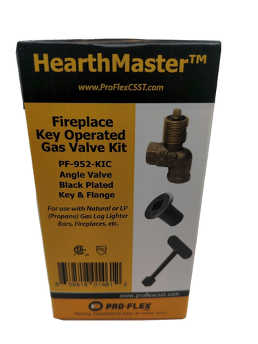 HearthMaster Pro-Flex PF-952-KIC BLK Plated Keyed Gas Fireplace Angle ...