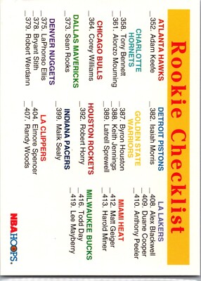 1992-93 NBA Hoops - #488 Rookie Checklist | eBay