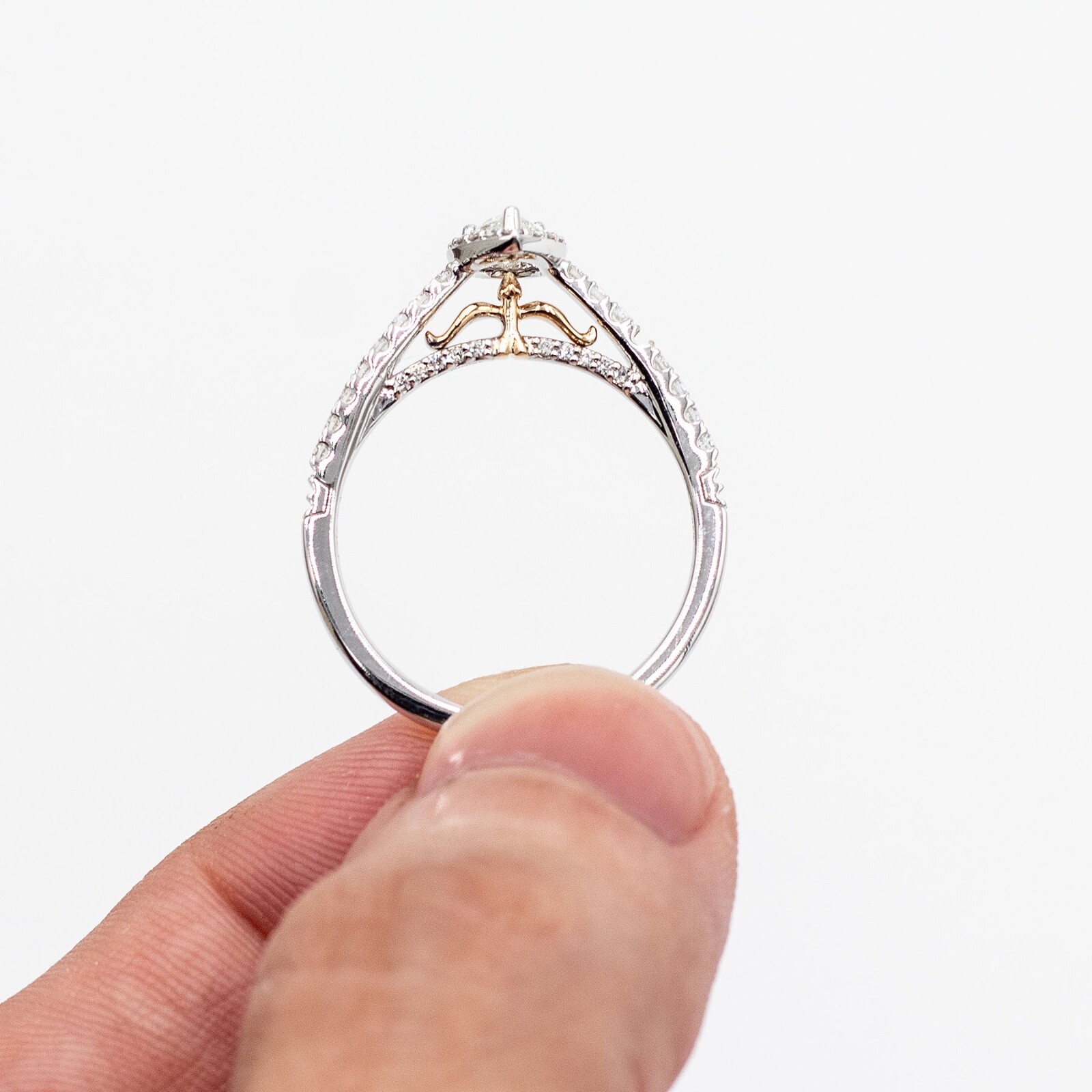 14k White Gold Disney Enchanted Merida Pear Shape Diamond Ring | eBay