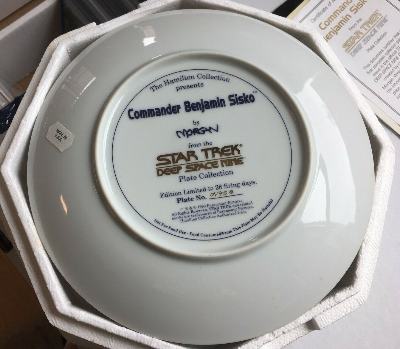 Commander Benjamin Sisko 1994 Star Trek Deep Space 9 8" Plate Hamilton ...