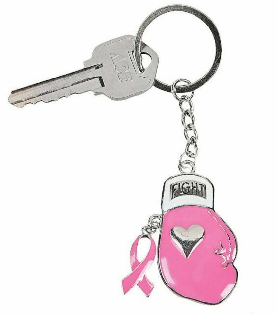 Pink Ribbon Fight Boxing Glove and Charm Breast Cancer Awareness Key ...