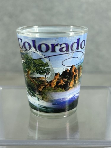 COLORADO SHOT GLASS VINTAGE STATE TRAVEL SOUVENIR SKI MOUNTAIN CANYON ...
