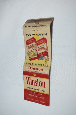 Winston Filter Cigarettes Advertising 20 Front Strike Matchbook Cover ...