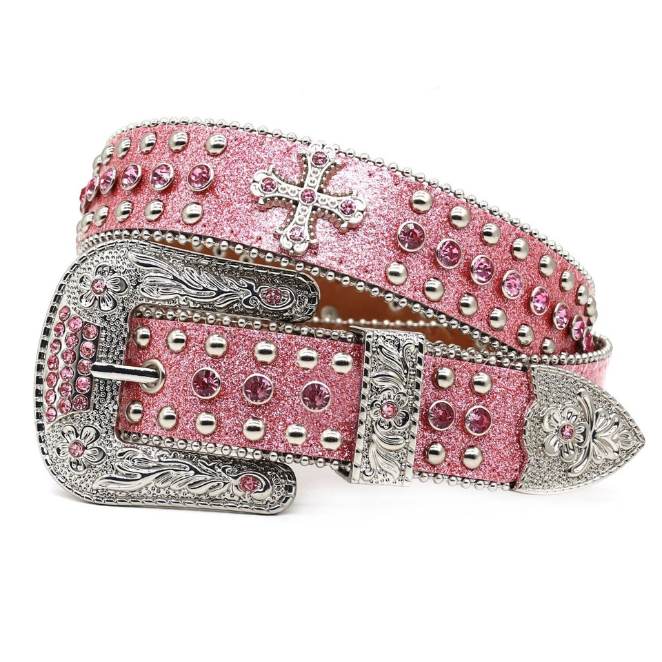Womens Y2K Rhinestone Premium Pink Belt Ladies Fashion Accessory | eBay