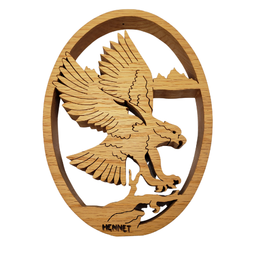Eagle Wood Carved Signed Hennet 5" x 7" Hanging Ornament Trivet Oval | eBay